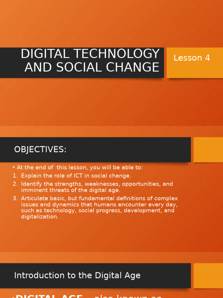 Lesson 4.digital Technology and Social Change | PDF | Educational ...