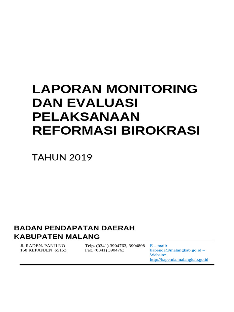 bapenda-LAPORAN MONEV RB 2019 | PDF