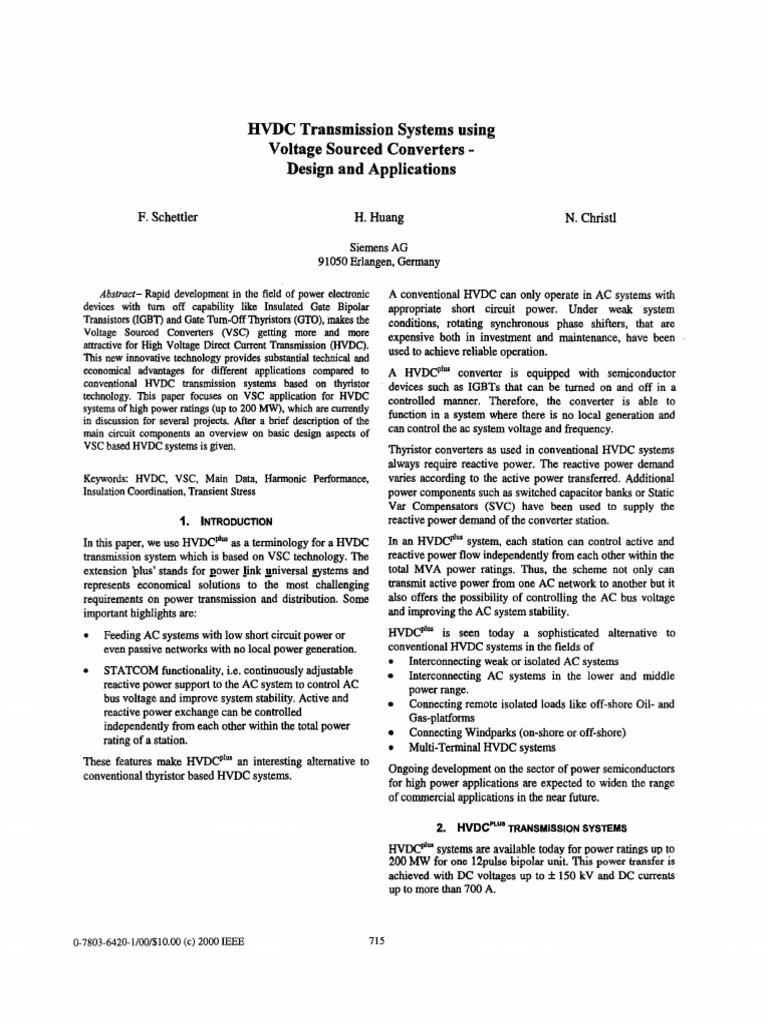 HVDC Transmission Systems Using Voltage Sourced Converters Desig | PDF | High Voltage Direct ...