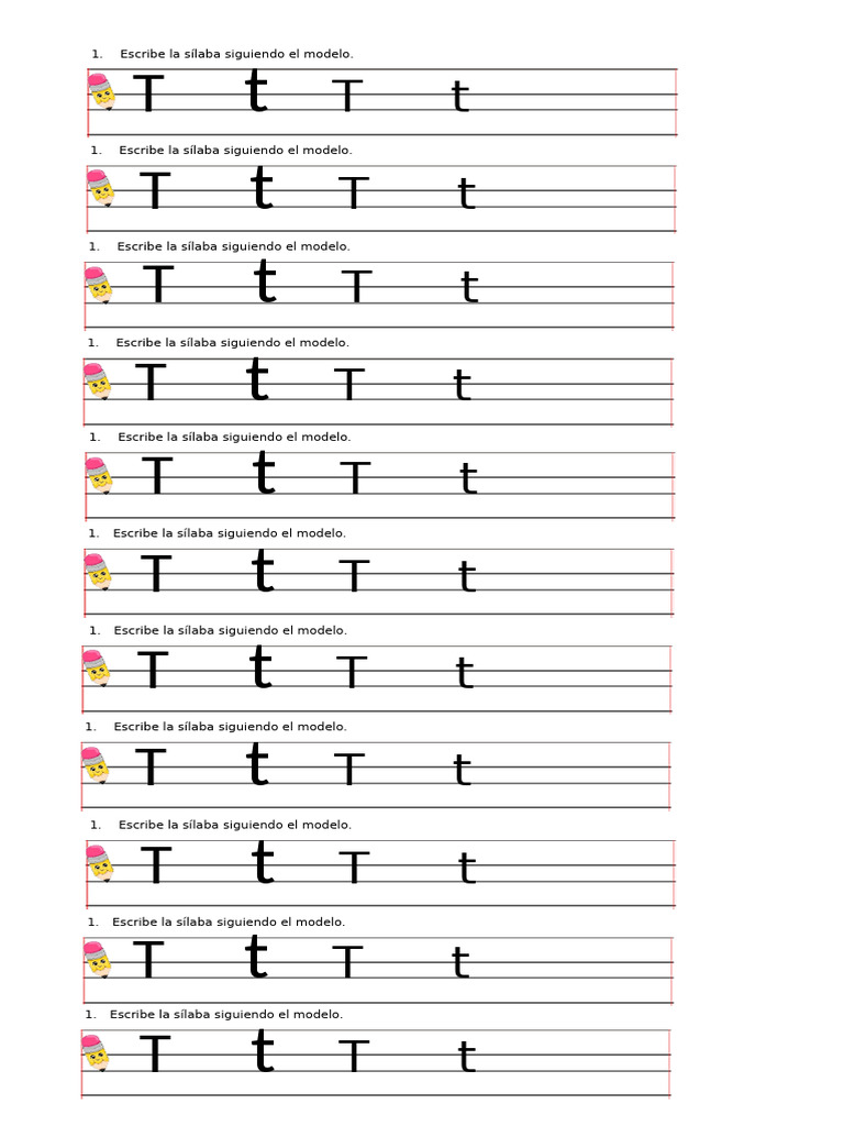 Grafomotricidad 19 Consonante T | PDF