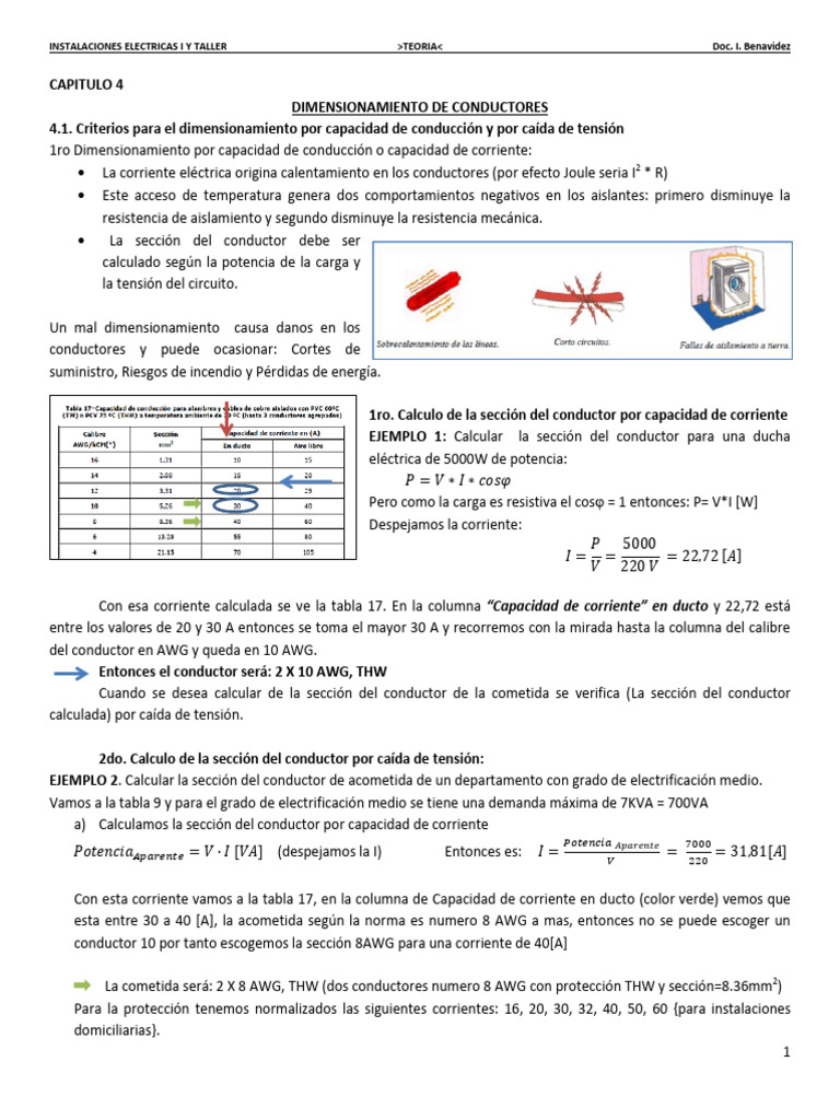 Dimensionamiento de Conductores Eléctricos | PDF