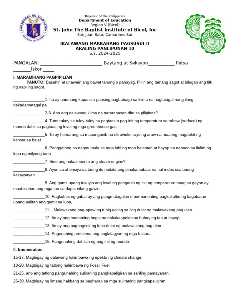 TQ AP 10- 2nd Quarter | PDF