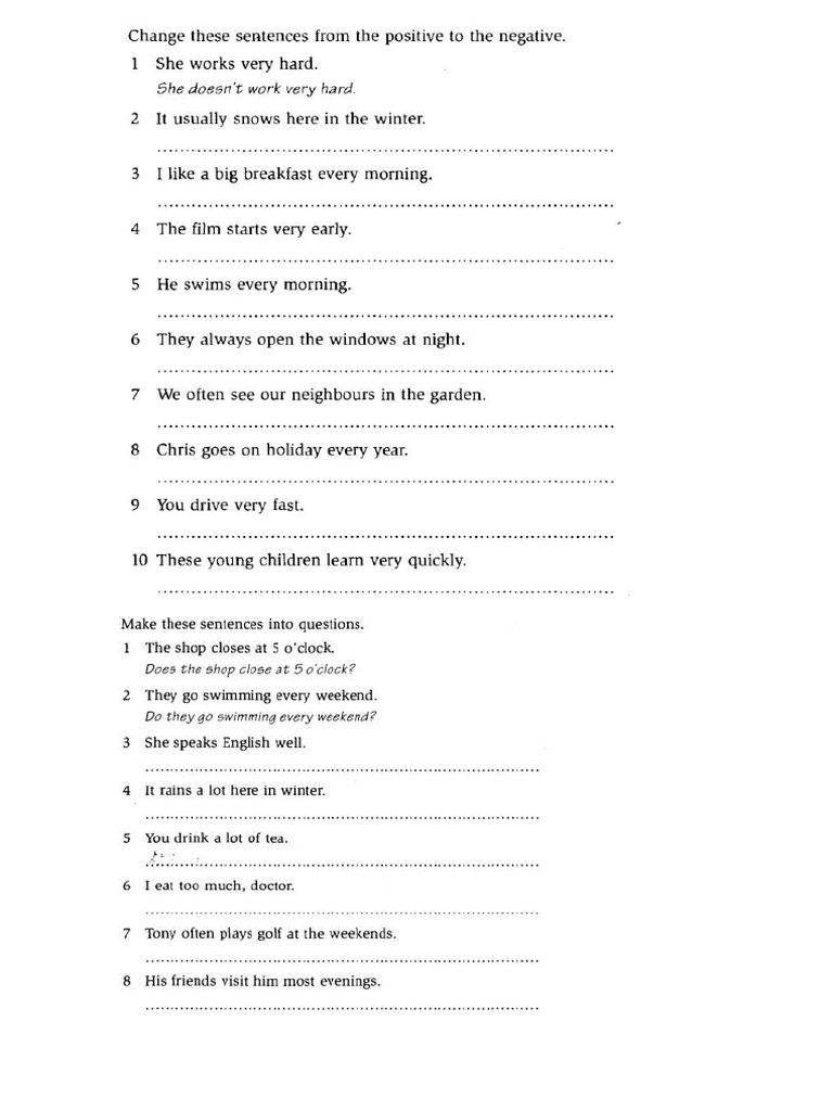 Present Simple Exercise | PDF