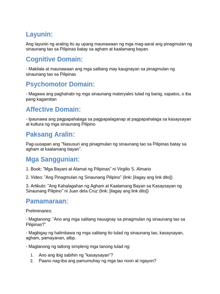 Nasusuri Ang Pinagmulan NG Sinaunang Tao Sa Pilipinas Batay Sa Agham at Kaalamang Bayan | PDF