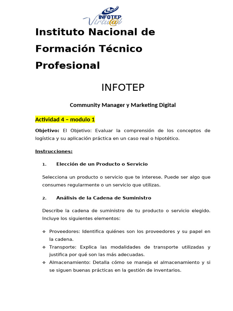 Actividad Modulo IV modulo I | PDF