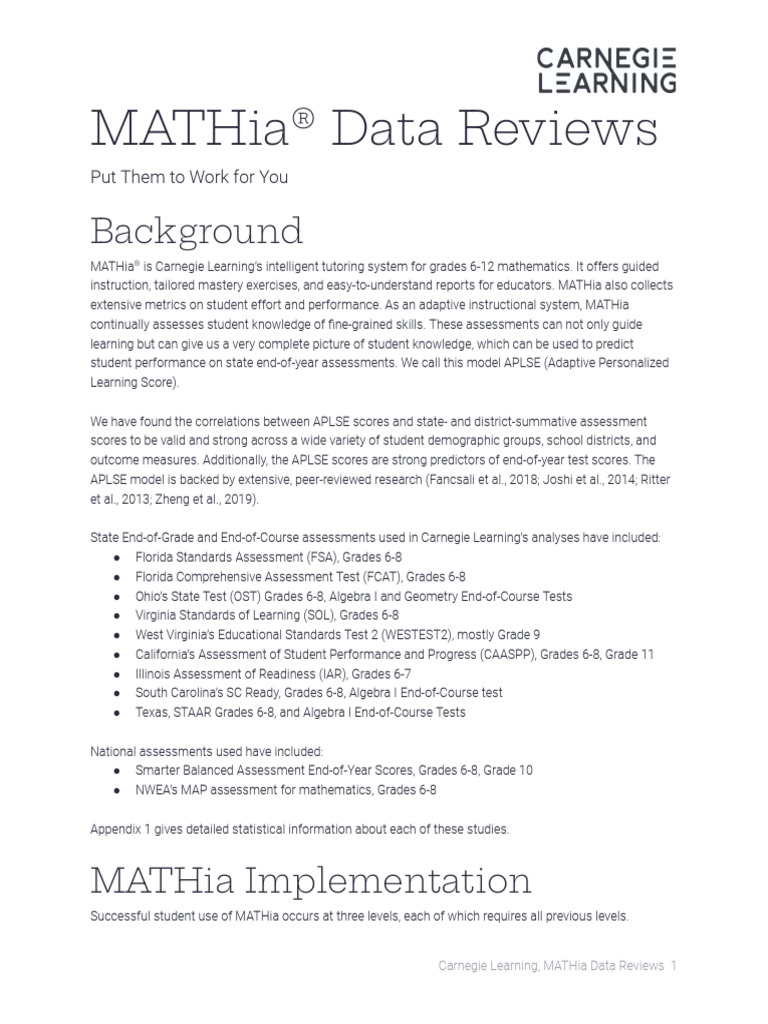 2024 MATHia Data Reviews White Paper | PDF | Statistics | Accuracy And ...
