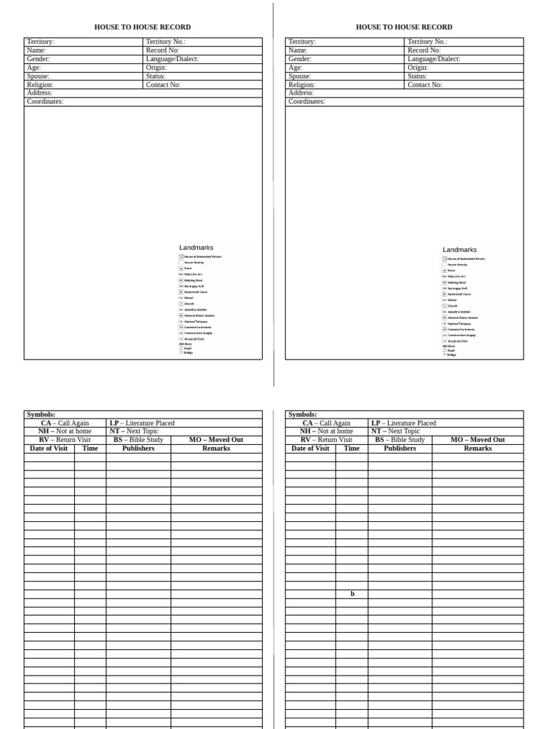 House to House Record Template | PDF