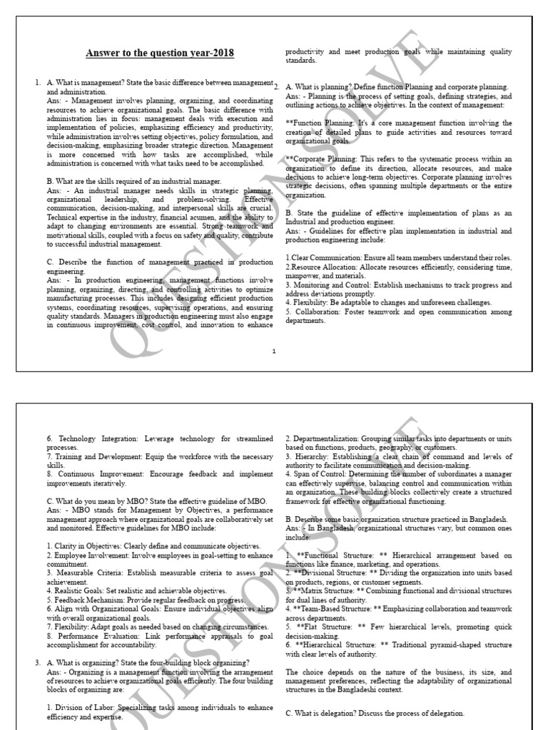 Answer To The Question of Engineering Management. | PDF | Leadership ...