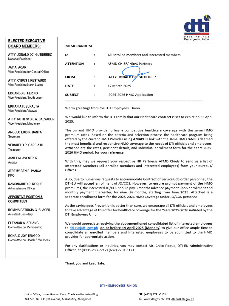 2025-2026 Hmo Advisory and Enrollment | PDF | Payroll | Insurance