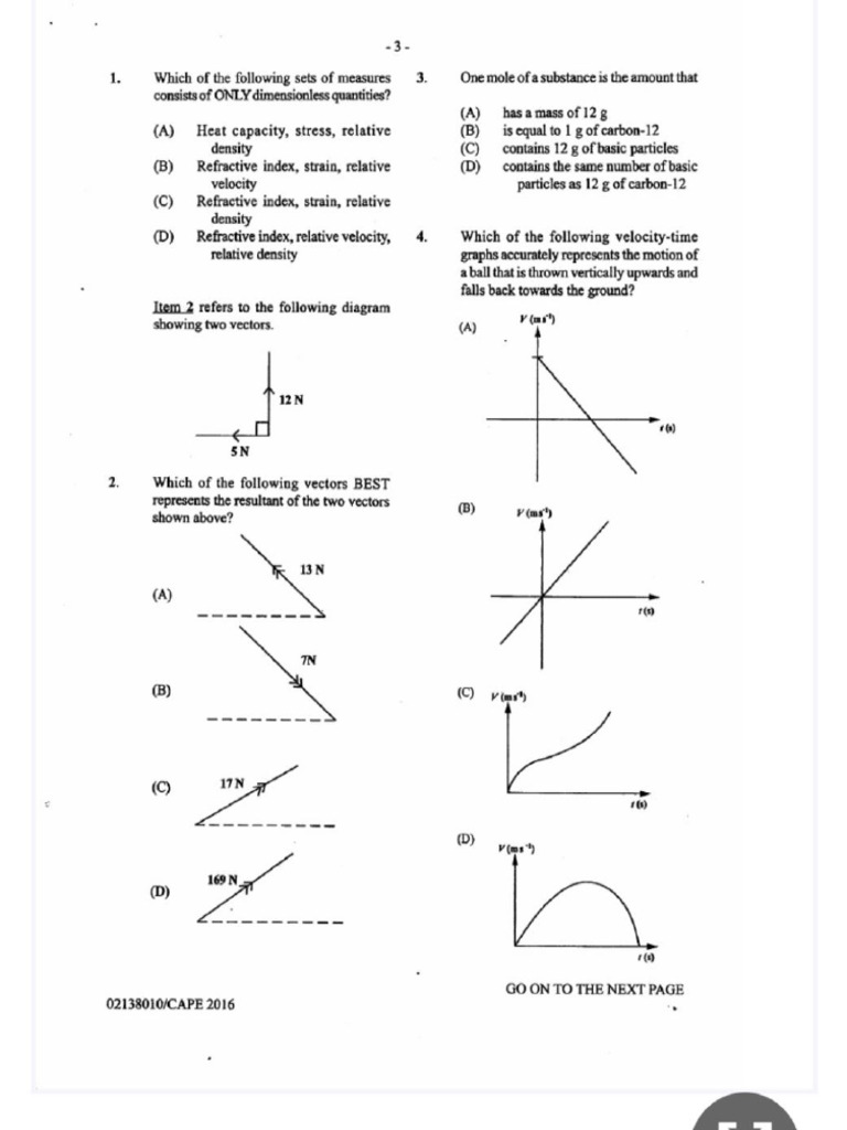 2016 Physicspaper 1unit 1 | PDF