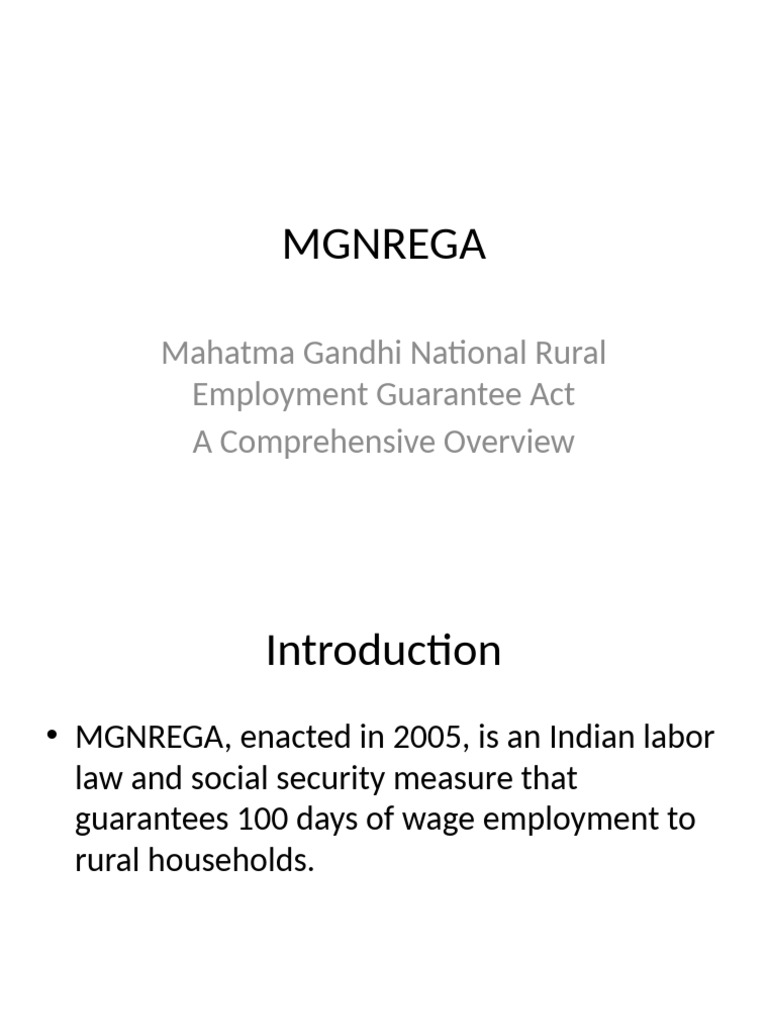 MGNREGA: Overview and Impact | PDF