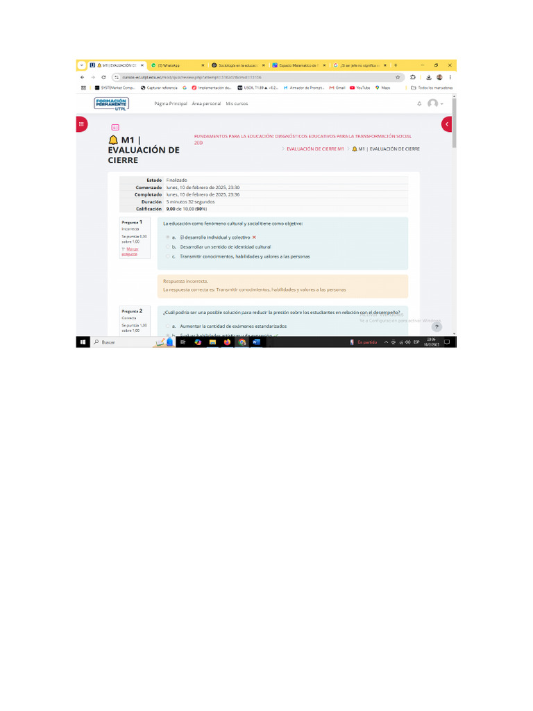 Evaluaciones de Curso Fundamentos Diagnosticos | PDF