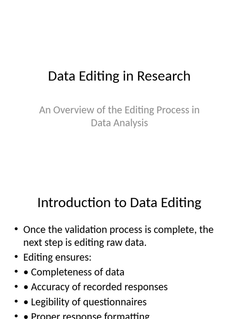 Data Editing in Research Methodology | PDF