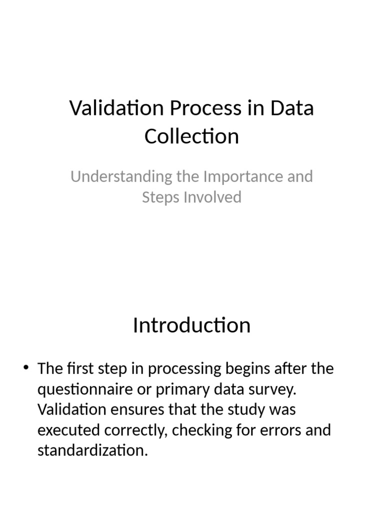 Validation Process Presentation | PDF