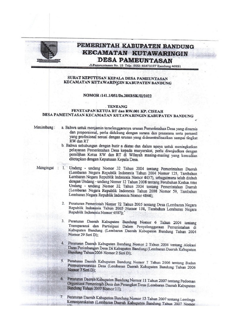 SK RT RW Desa | PDF