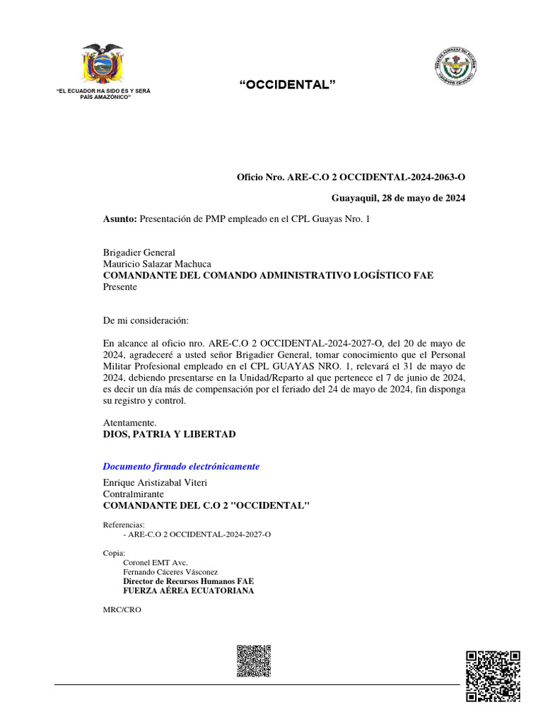 Are C.O - 2 - Occidental 2024 2063 o | PDF | Ciencia militar | Ecuador