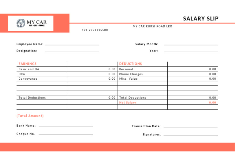 Salary Slip Format Template | PDF