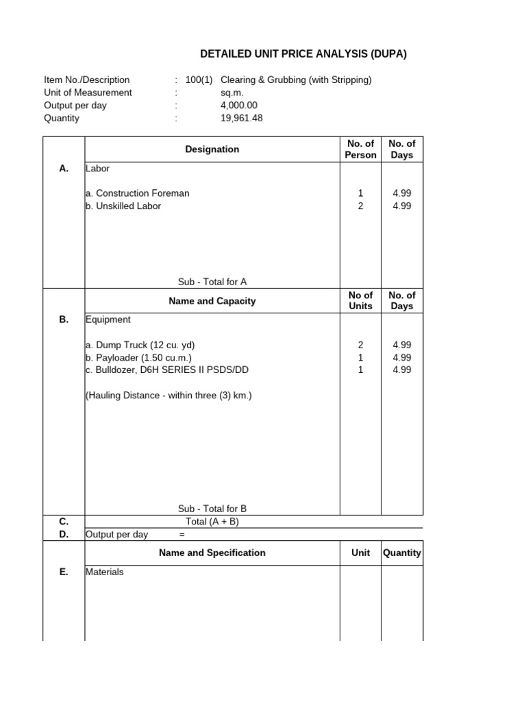 Detailed Unit Price Analysis for Construction | PDF | Cost | Value ...