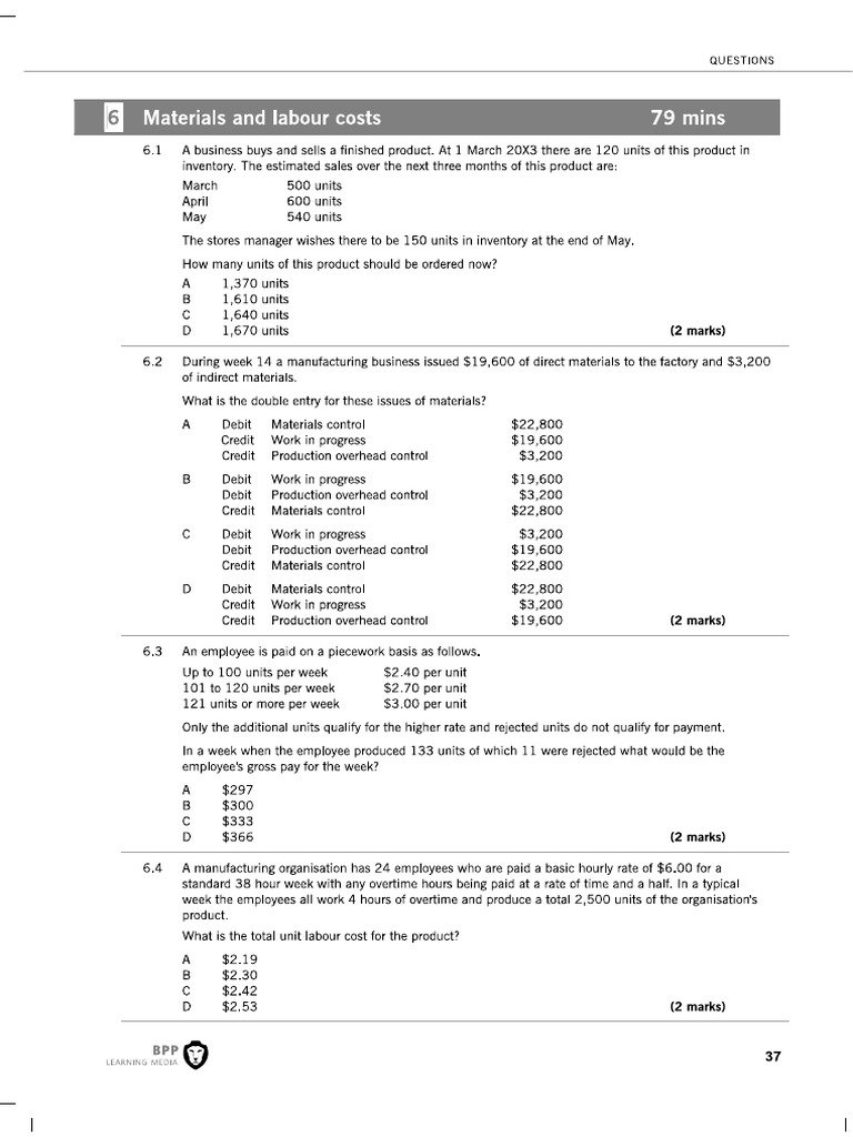MA1 B40 Test (Chap 5 & 6) | PDF