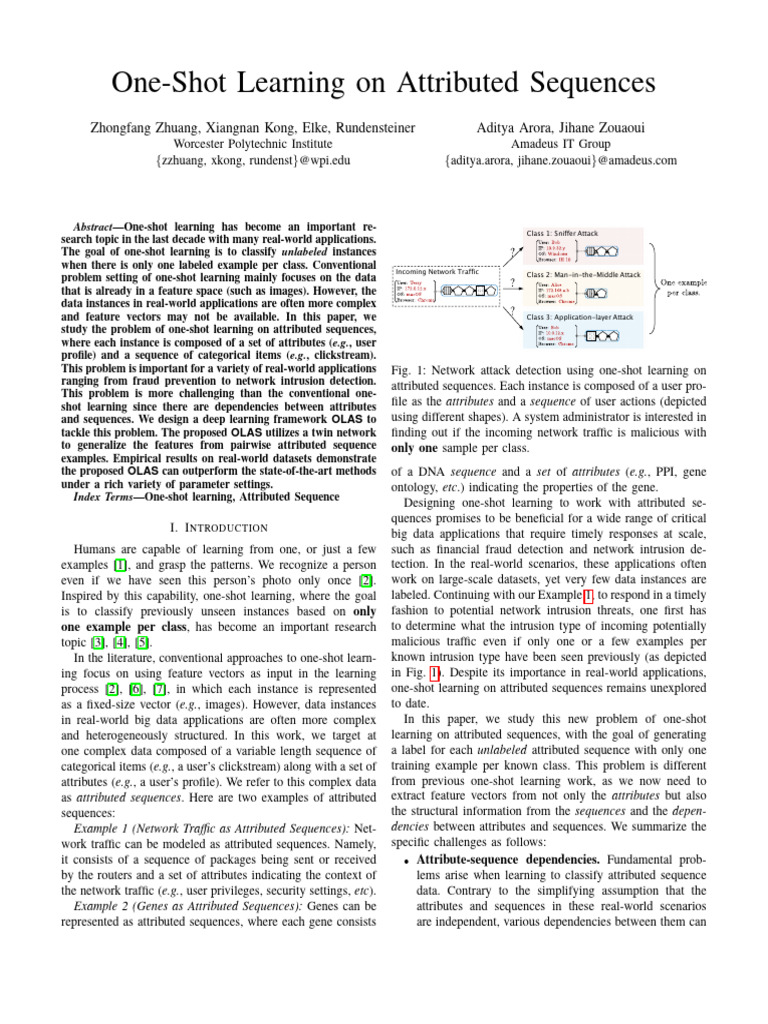 One-Shot Learning On Attributed Sequences | PDF | Sequence | Deep Learning