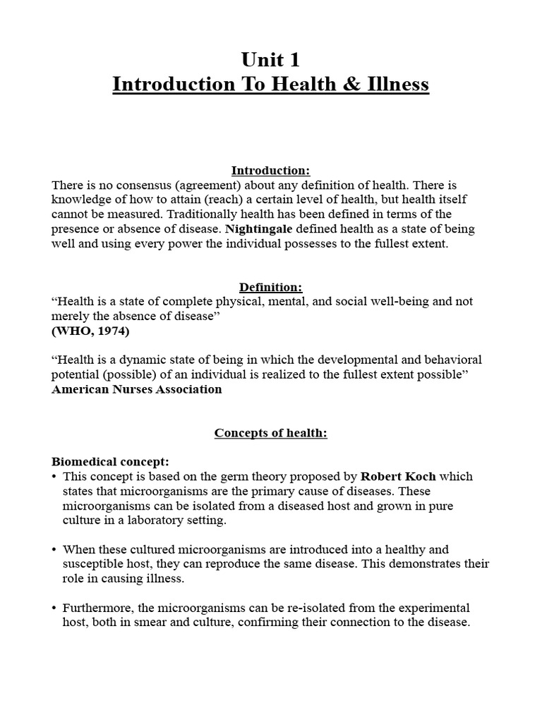 1 - Introduction To Health & Illness .pdf | PDF