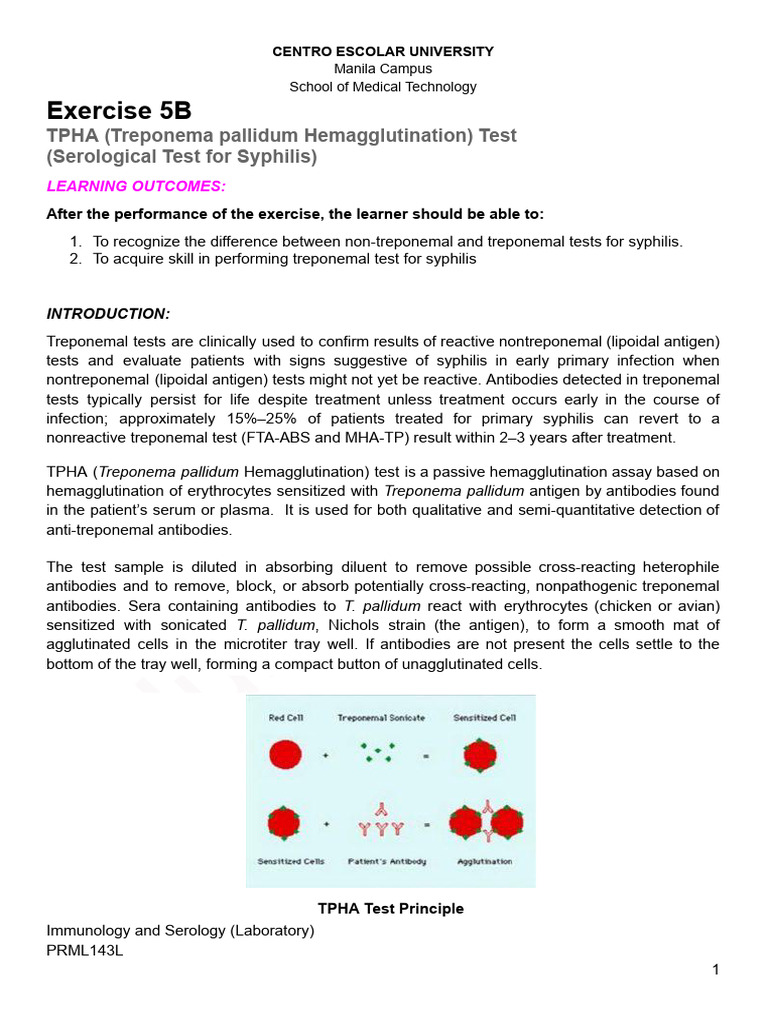 ImmunoSero (PRML143) - Exercise 5B - TPHA (Serological Test For ...
