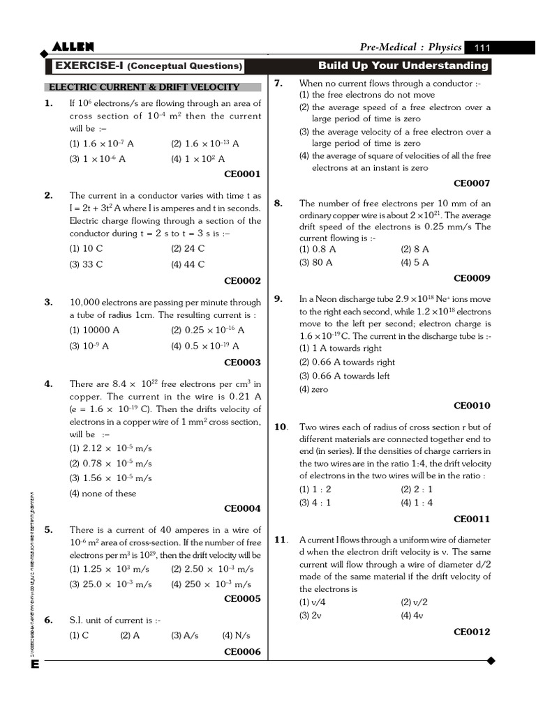 Phy Target 02 Current Electricity Ex. e 1595049961 | PDF | Electrical Conductor | Electromagnetism
