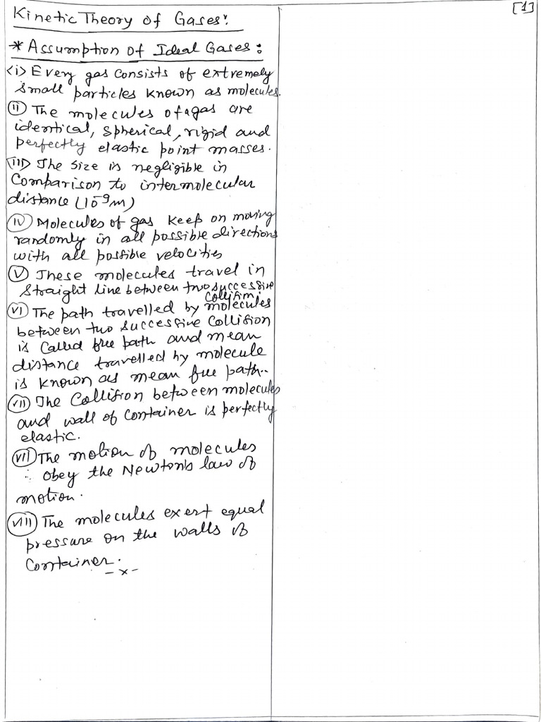 Kinectic Theory of Gases (KTG) CLASS 11TH | PDF | Mathematical Physics | Theoretical Physics