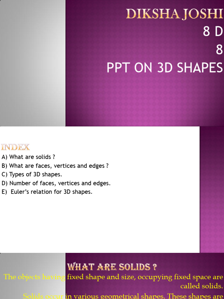 Overview of 3D Shapes and Euler's Relation | PDF