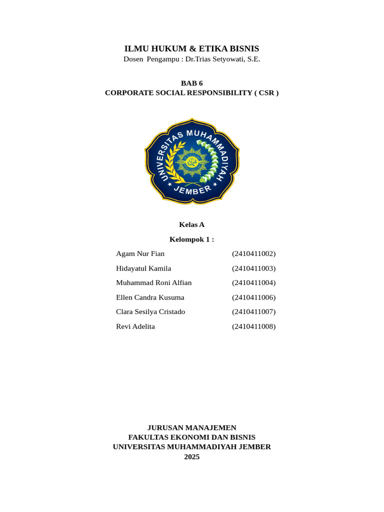 MAKALAH KEL.1 CSR Bab 6 | PDF