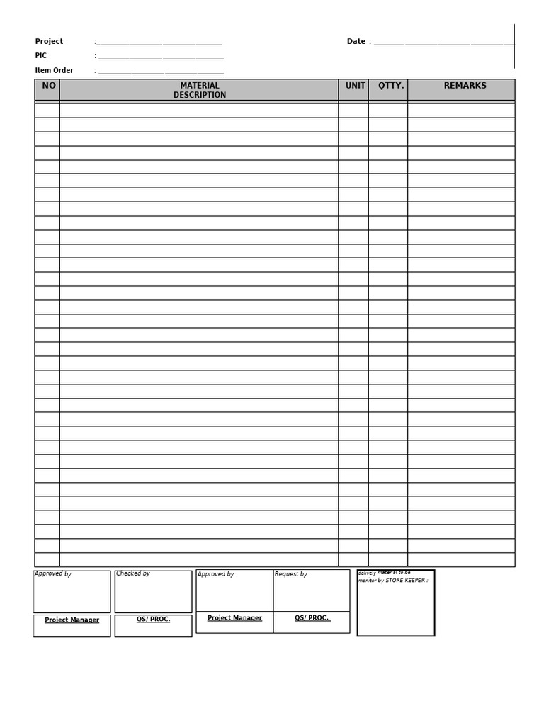 Material Order and Approval Document | PDF