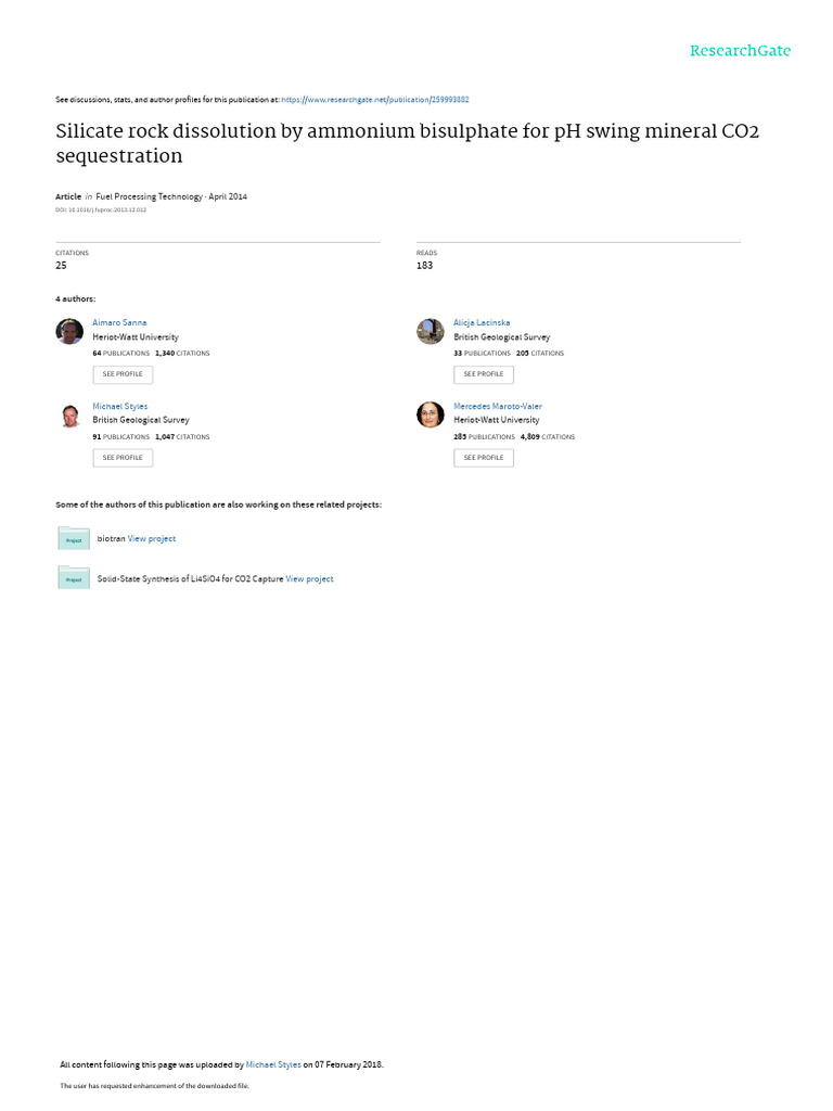 Silicate Rock Dissolution by Ammonium Bisulphate F | PDF | Minerals ...