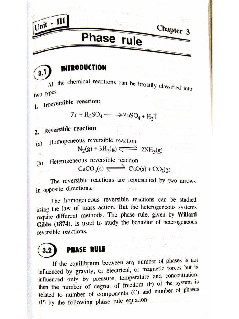 Chemistry Unit-3 (Phase Rule) | PDF