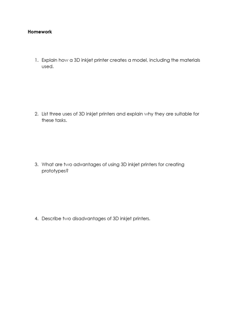 3D Inkjet Homework | PDF