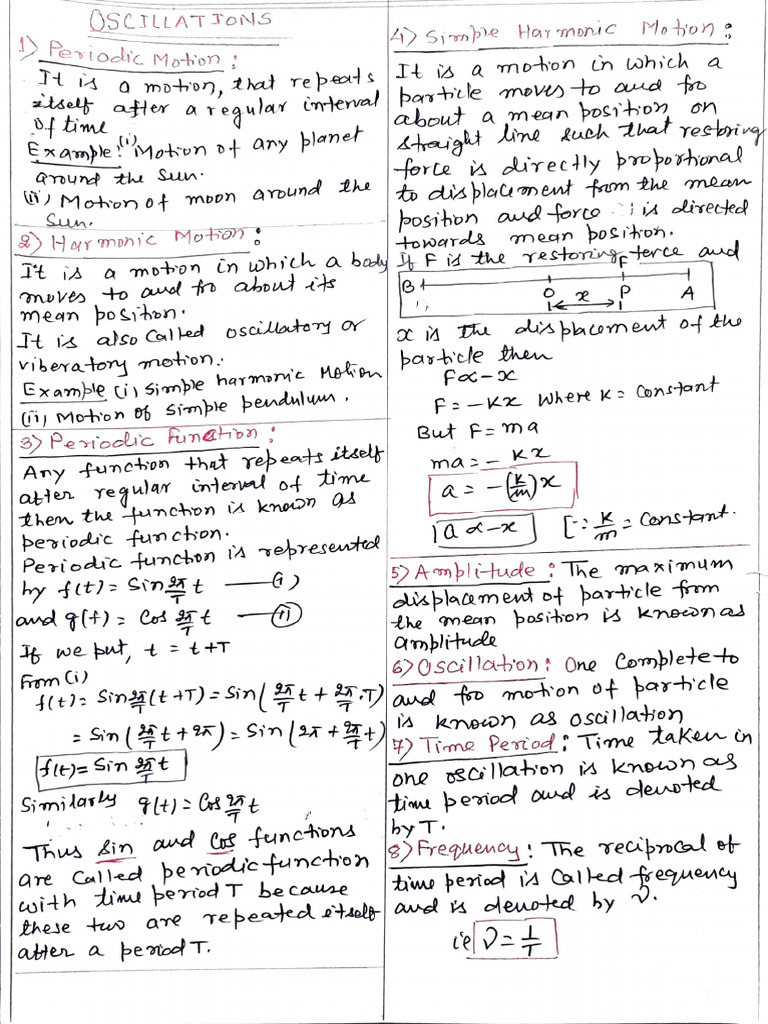 Simple Harmonic Motion (SHM) CLASS 11TH | PDF