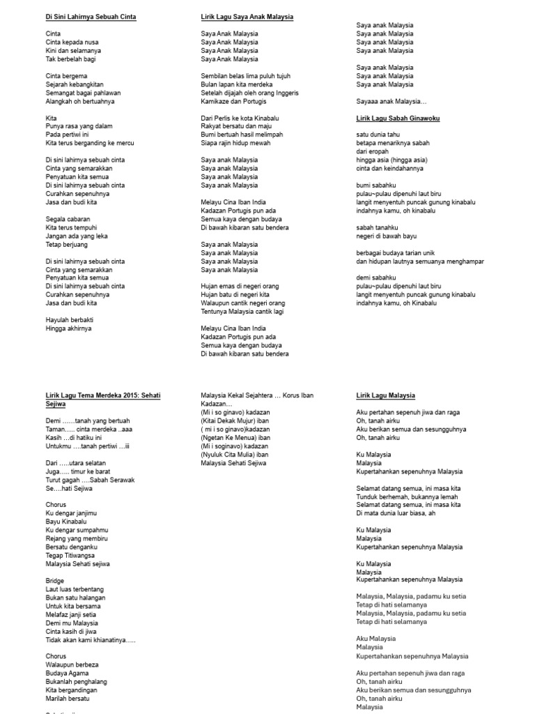 LIRIK LAGU PATRIOTIK | PDF