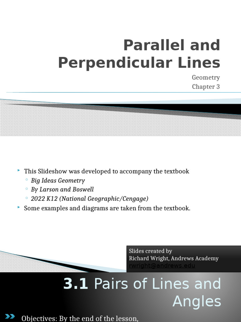 Geometry 03 Parallel and Perpendicular Lines | PDF | Elementary ...