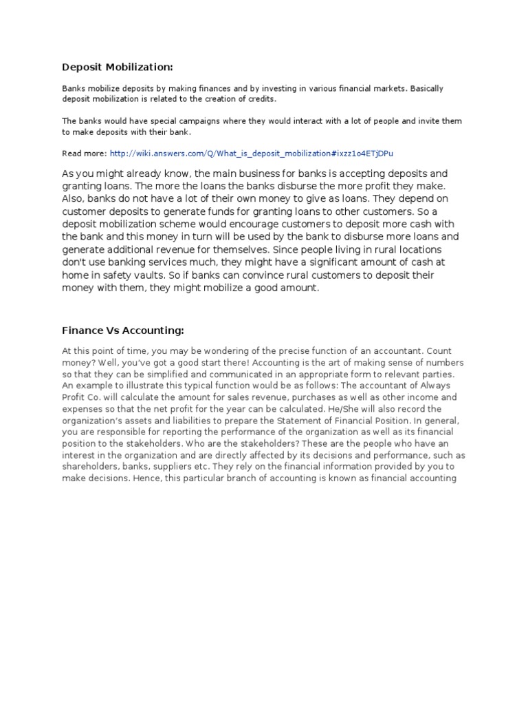 Understanding Deposit Mobilization in Banks | PDF | Internal Rate Of ...