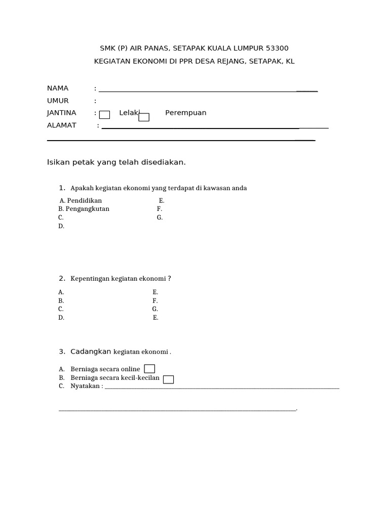 Kegiatan Ekonomi di PPR Desa Rejang | PDF