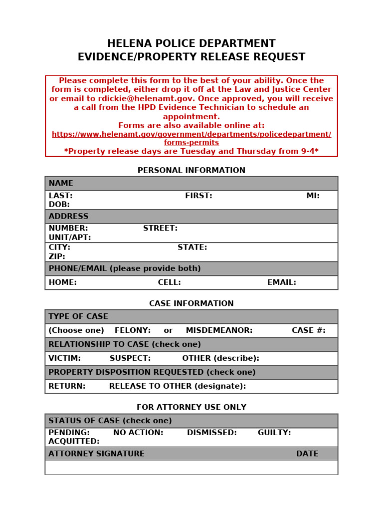 Evidence - Release - Request Helena Montana | PDF | Common Law | Crimes