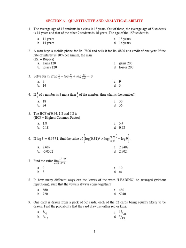 Sample Question Paper - University Round - 2023 | PDF | Interest