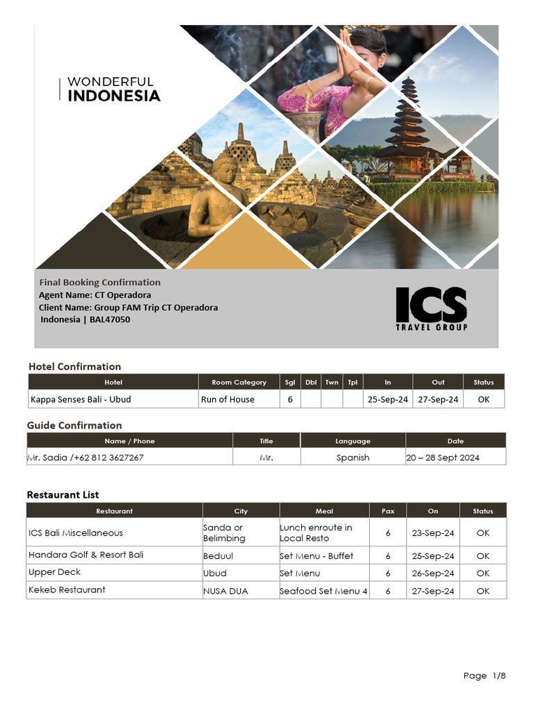 ICS Travel Bali Group FAM Trip Details | PDF | Travel Visa
