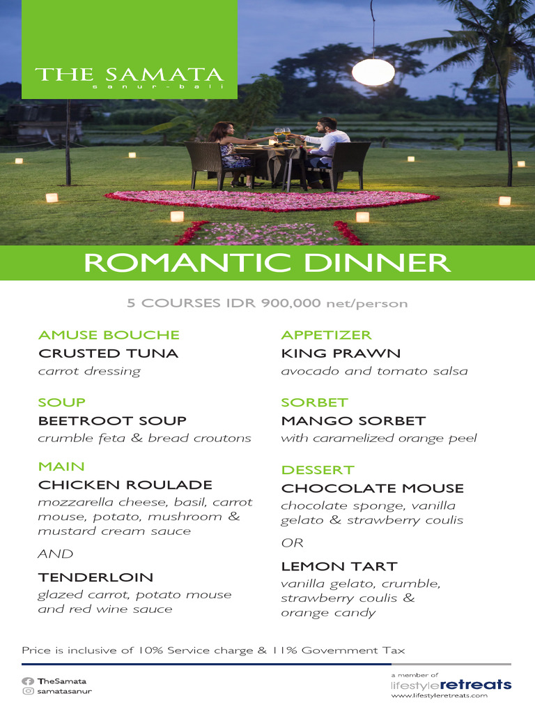 Romantic Dinner Menu at Lemuria BGC | PDF