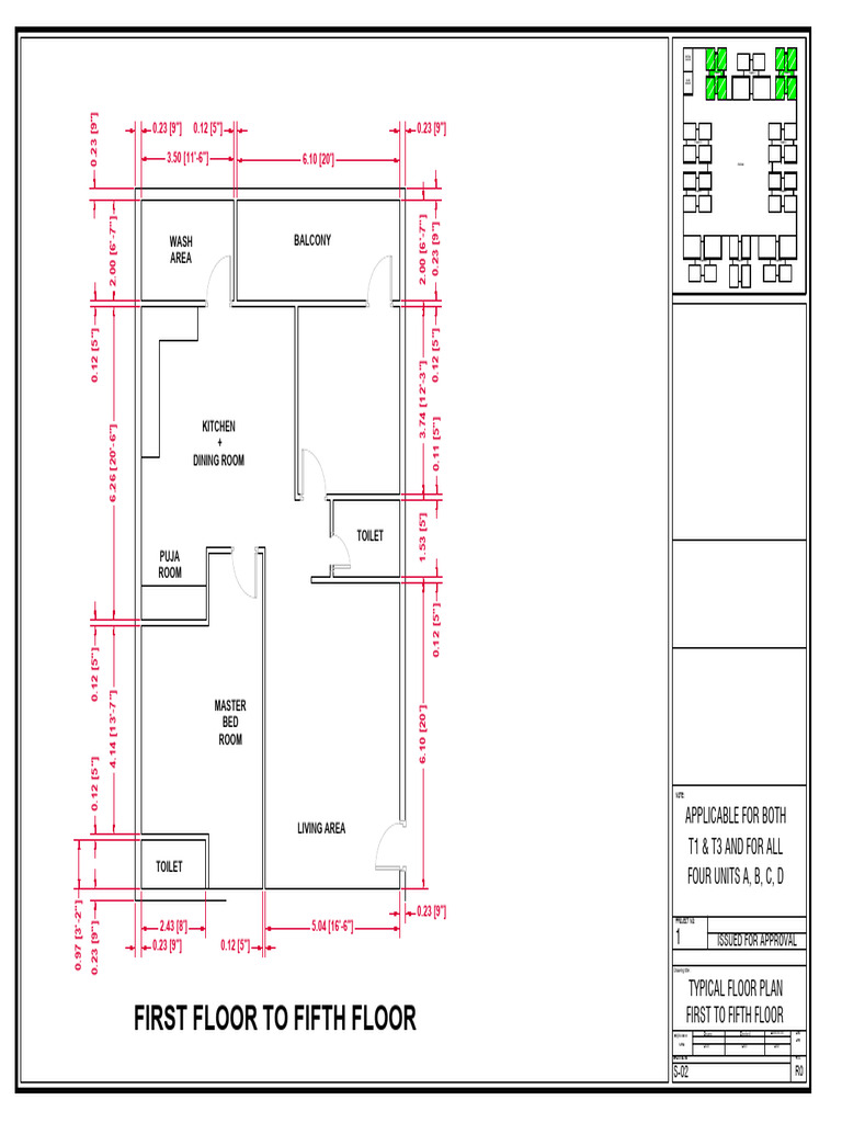 R0 T1 & T3 Typical Floor Plan (1ST To 5TH Floor) | PDF | Home