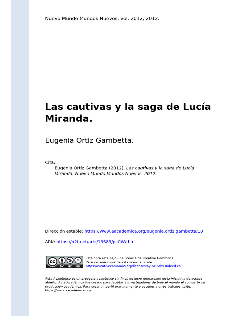 Las Cautivas y La Saga de Lucía. Ortiz Gambetta | PDF