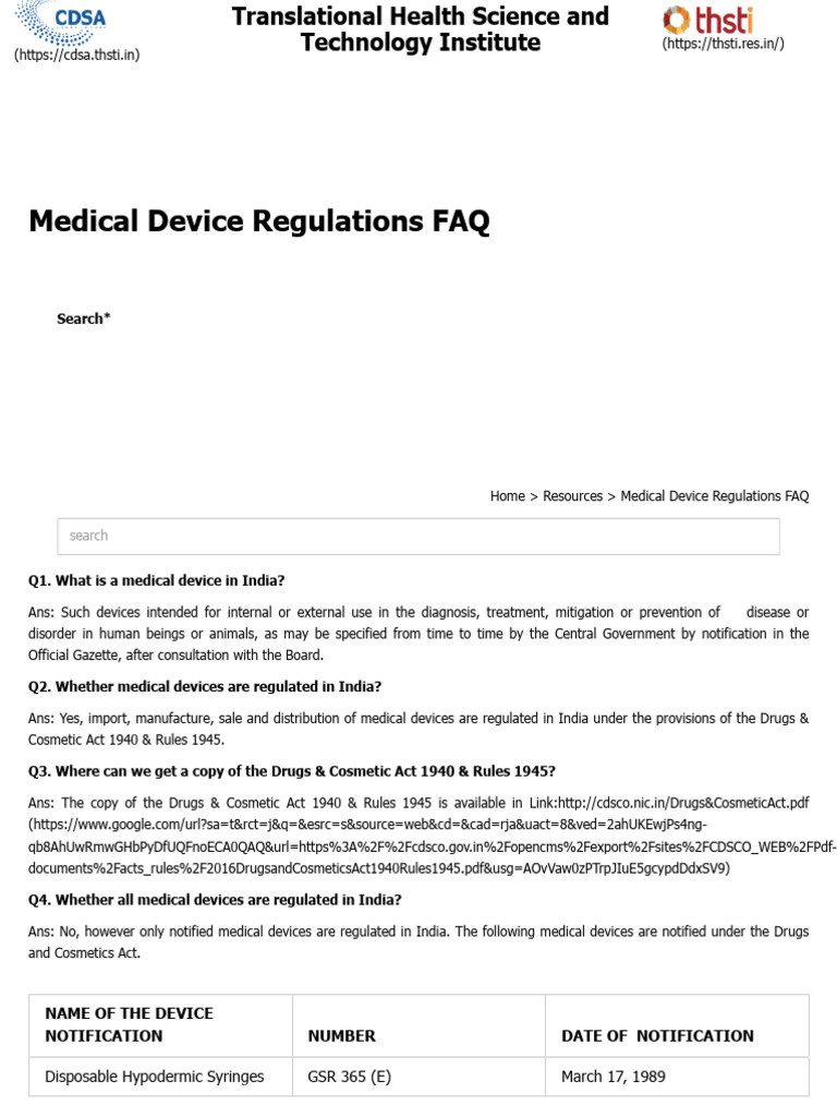 Medical Device Regulations FAQ | PDF | Medical Device | License