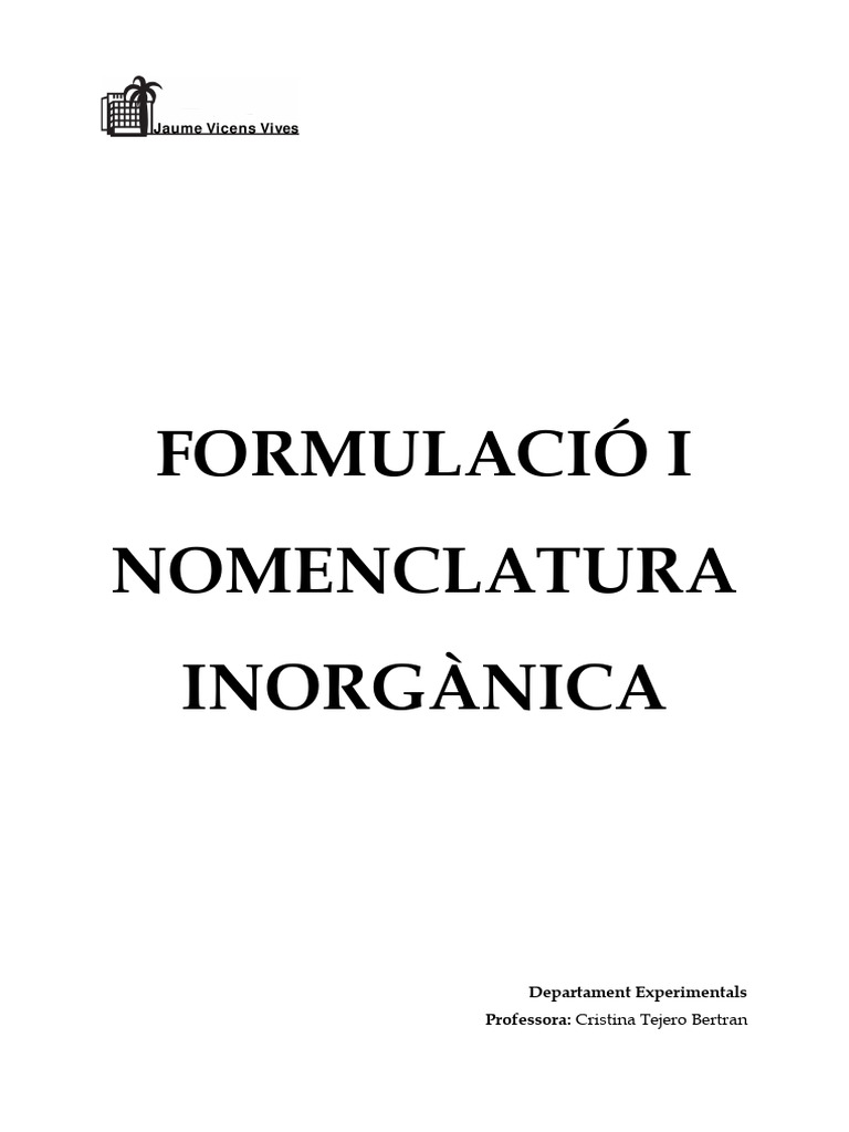 Formulacio Nomenclatura Inorganica 1bat (Spain) | PDF