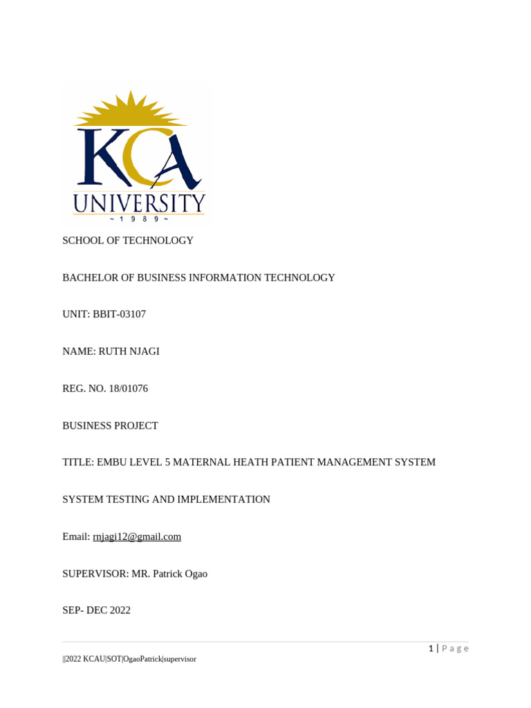 Embu Maternal Health System Testing Pdf