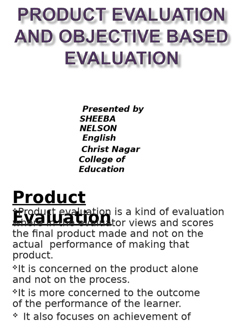 Product Evaluation-171122200112 | PDF | Learning | Evaluation