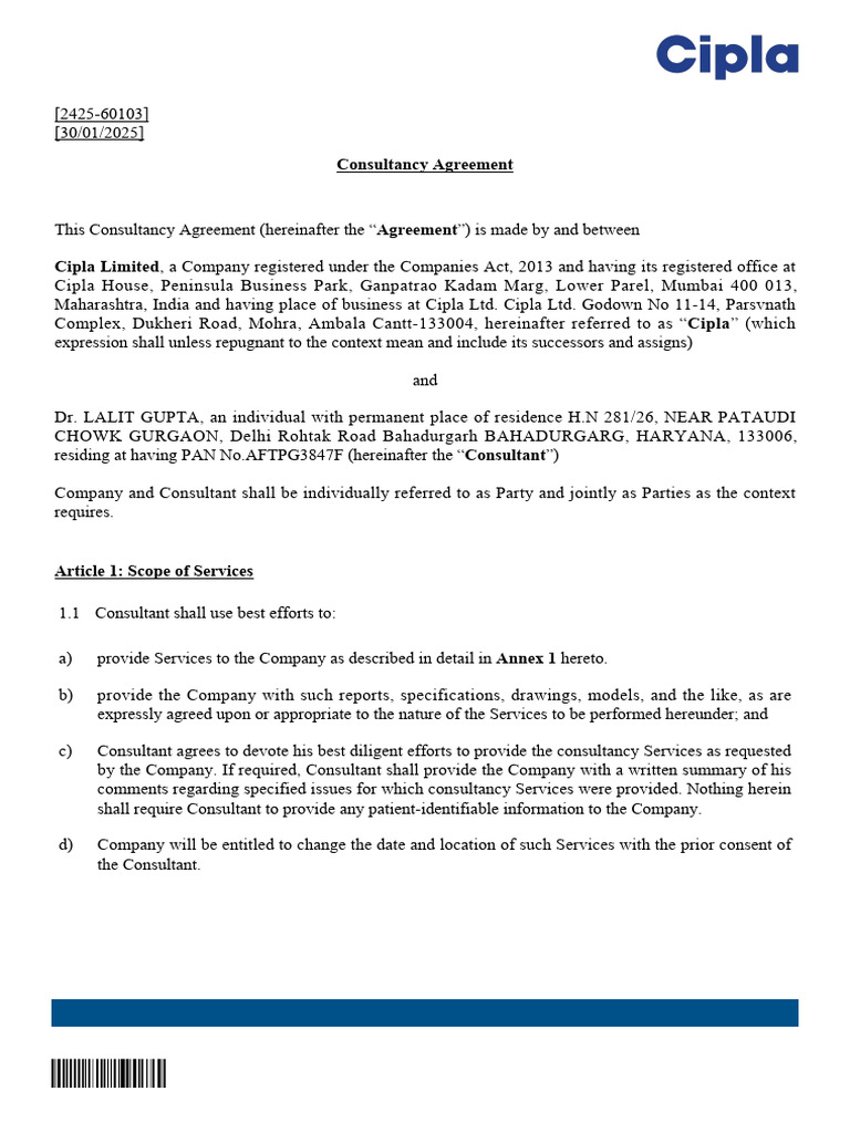 Consultancy Agreement - Fees Request - 2425-60103 - 20250209130401900 ...